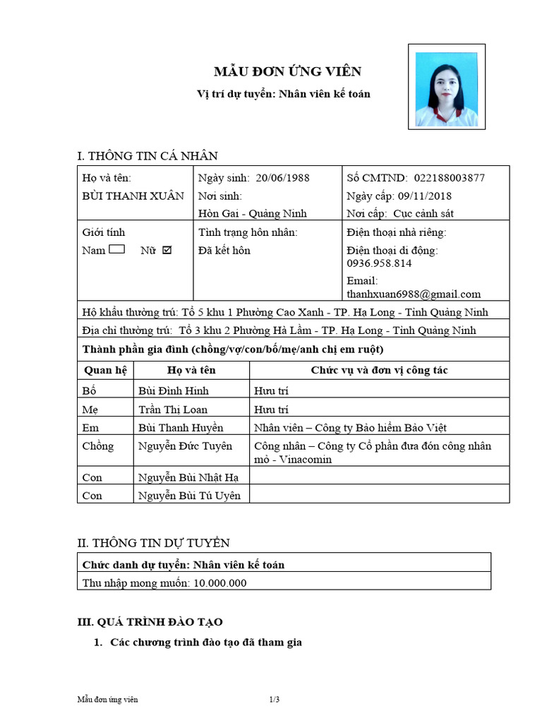 CV - Bùi Thanh Xuân | PDF