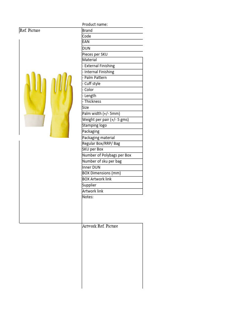 Glove Spec Sheets - Chile - Peru Impeke Multiuse Code Number 1011634 ...