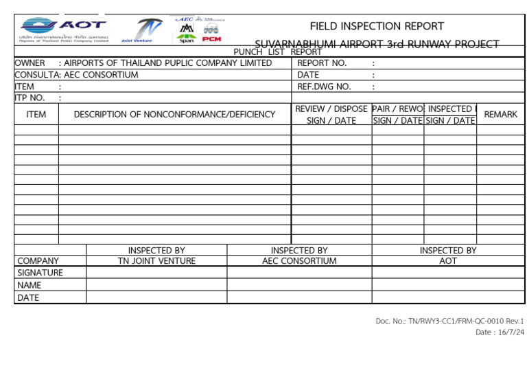 Punch List Report | PDF
