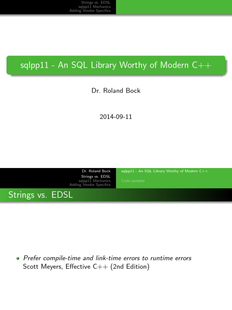 sqlpp11: Modern SQL Library Insights | PDF | C++ | Programming Paradigms
