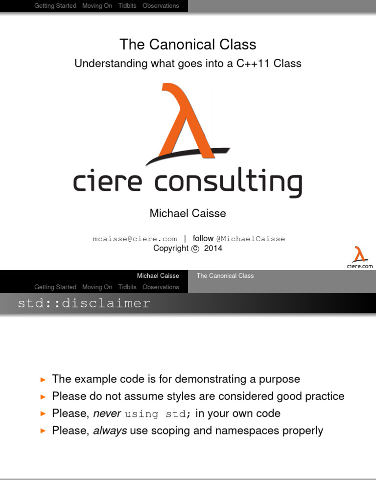The Canonical Class - Michael Caisse - CppCon 2014 | PDF | Constructor (Object Oriented ...
