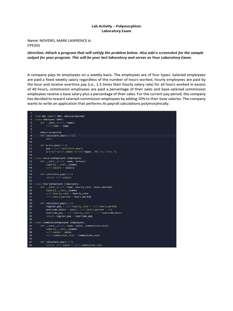 Polymorphism Lab Activity | PDF