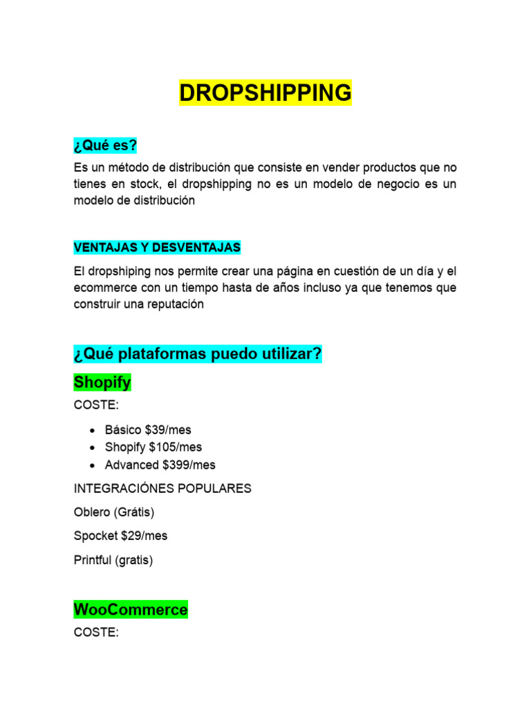 Guía Completa de Dropshipping y Plataformas | PDF | Mercado (economía ...