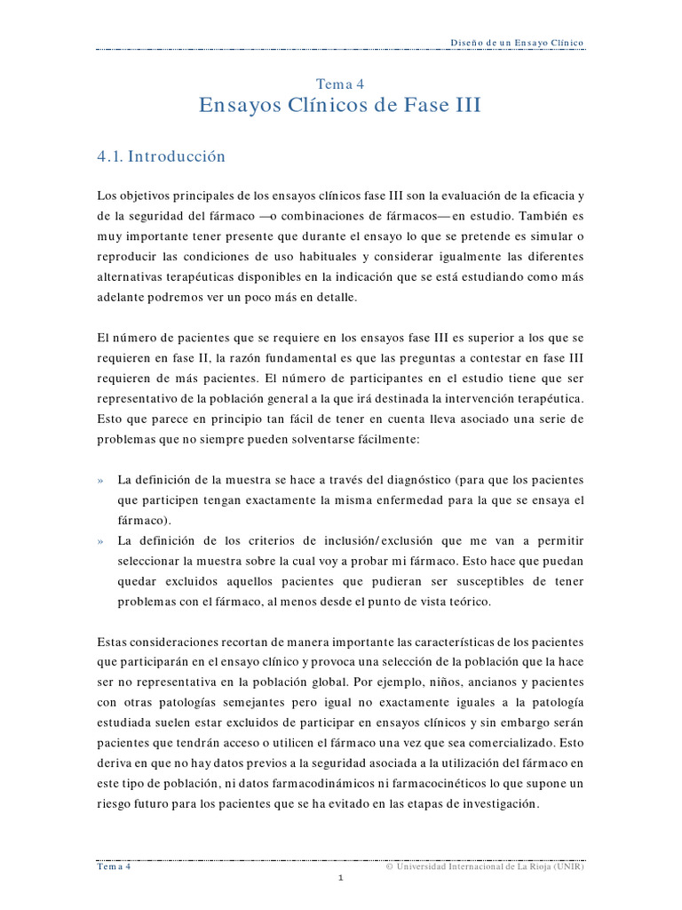 Ensayos Clínicos Fase III: Eficacia y Seguridad | PDF | Ensayo clínico ...