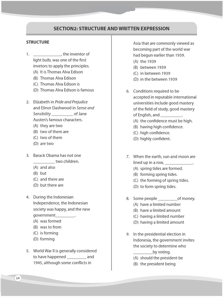 Soal Structure TOEFL 1 | PDF | Atoms | Atomic Nucleus
