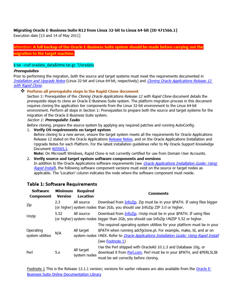 Migrating Oracle EBS R12 Linux 32bit To 64bit FULL DOCUMENT | PDF ... Migrating Oracle EBS R12 Linux 32bit To 64bit FULL DOCUMENT | PDF ...