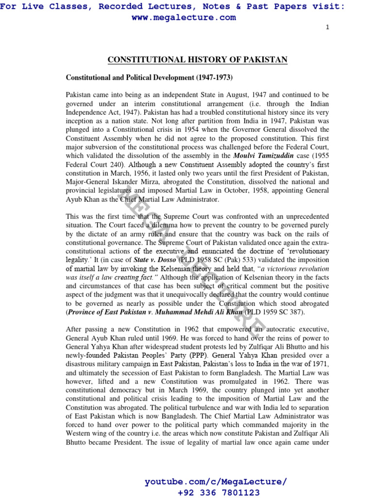 Pakistan's Constitutional Evolution (1947-1973) | PDF | Muhammad Zia Ul ...