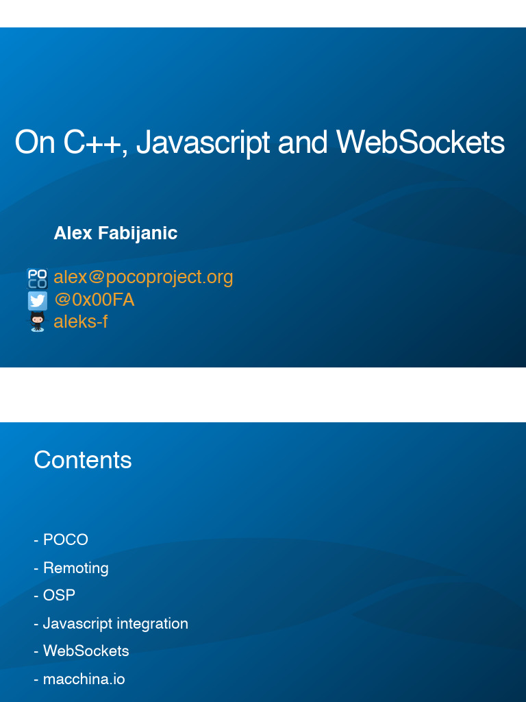 On C++, Javascript and WebSockets - Alex Fabijanic - CppCon 2015 | PDF | Java Script | C++