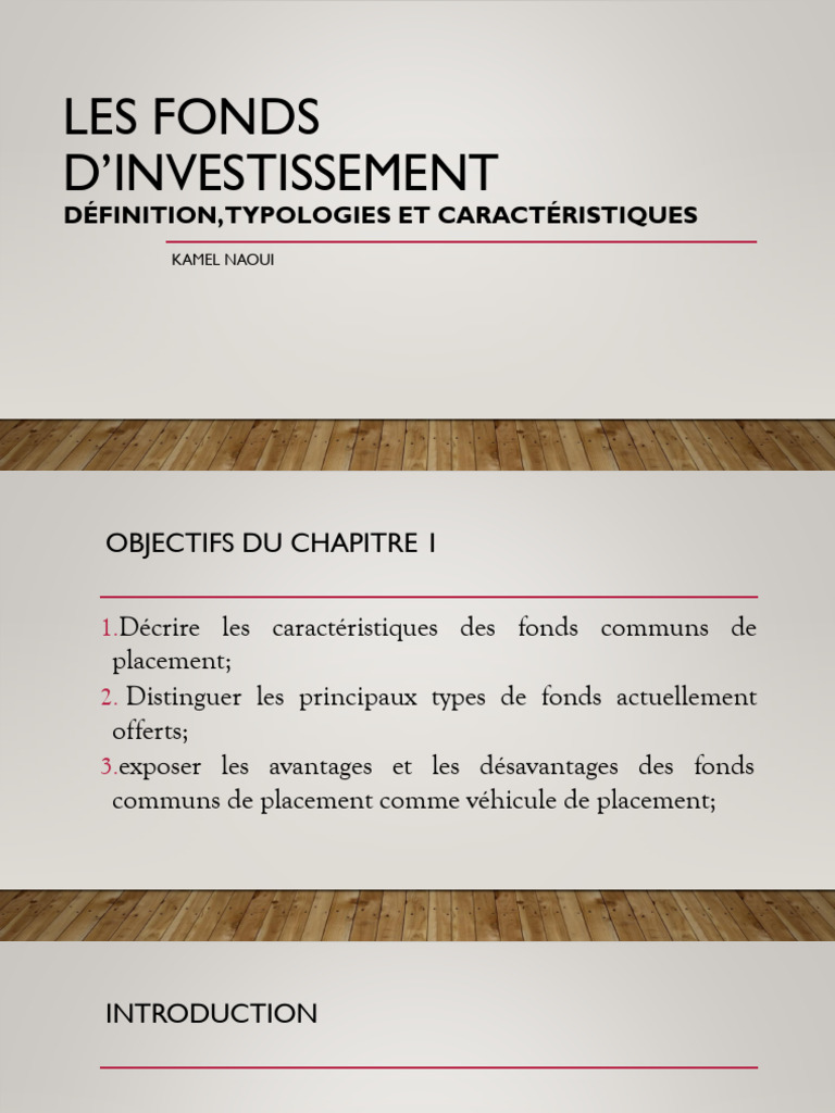 Fonds d'Investissement : Types et Avantages | PDF | Fonds négocié en ...