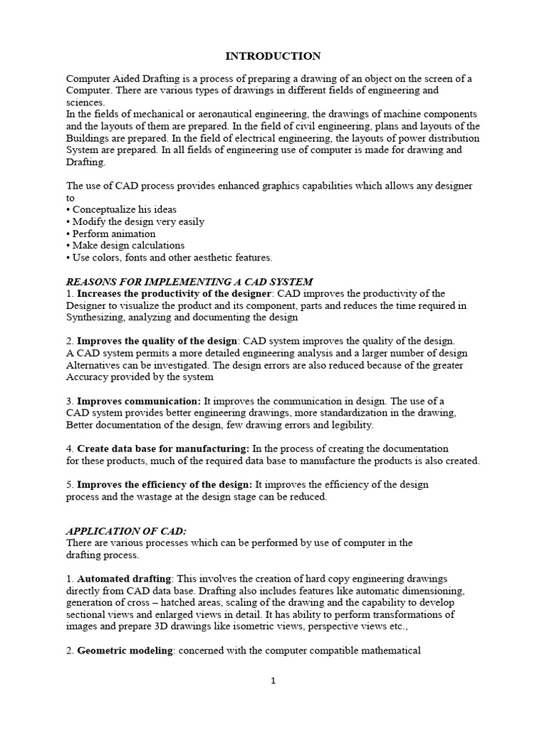 Cad Notes | PDF | Technical Drawing | Computer Aided Design