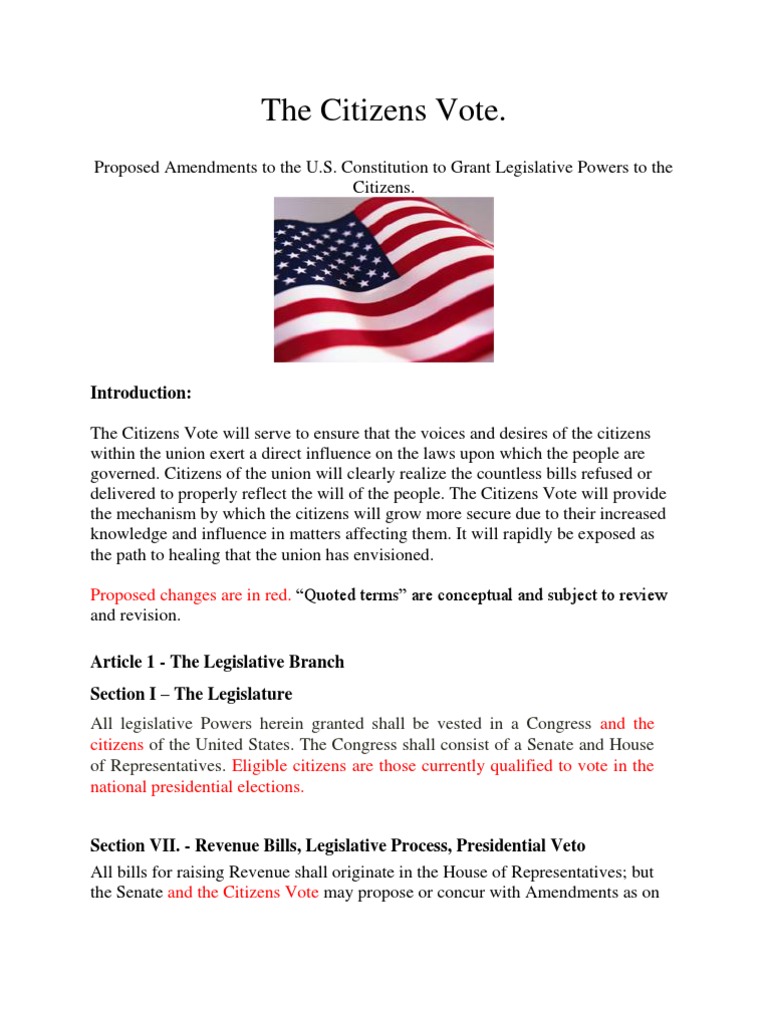 The Citizens Vote Constitutional Amendment Proposal | PDF | United ...