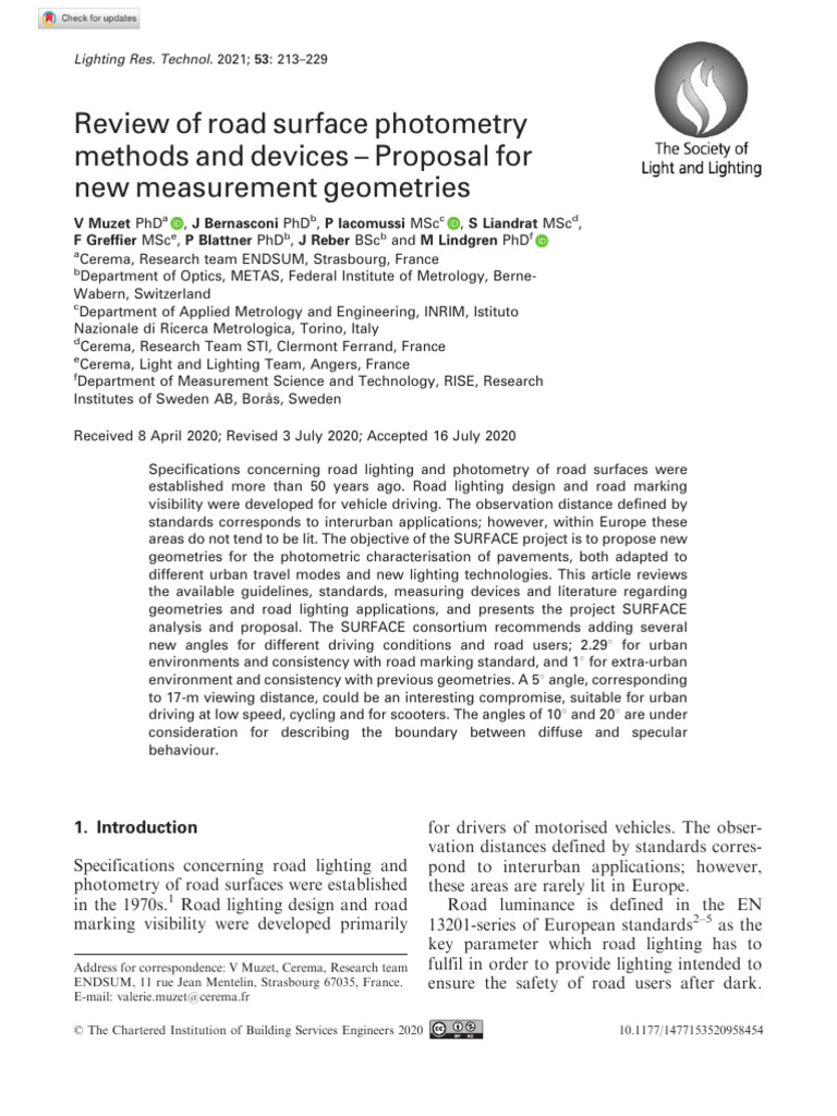 Road Surface Photometry Methods and Devices | PDF | Lighting | Road