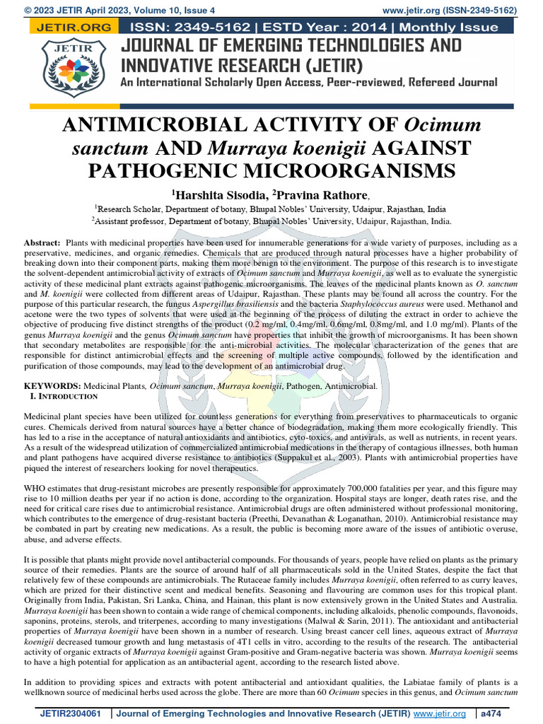 JETIR Paper | PDF | Antimicrobial Resistance | Antimicrobial