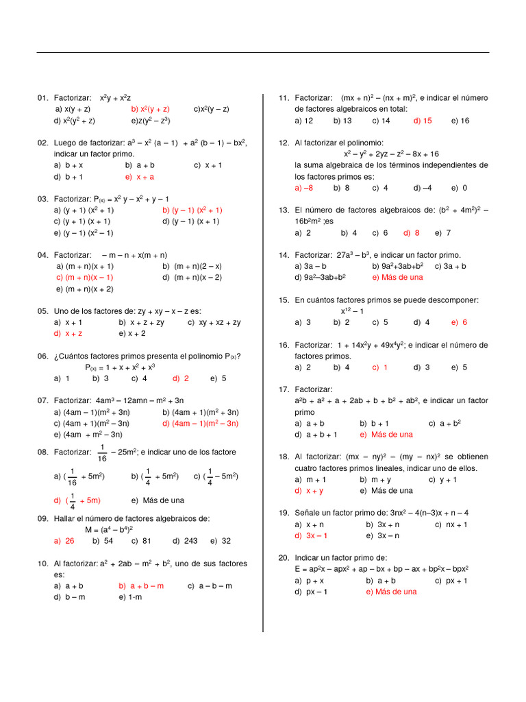 Sesión N°3 - Matemática - 1806 | PDF | Factorización | Matemática Elemental