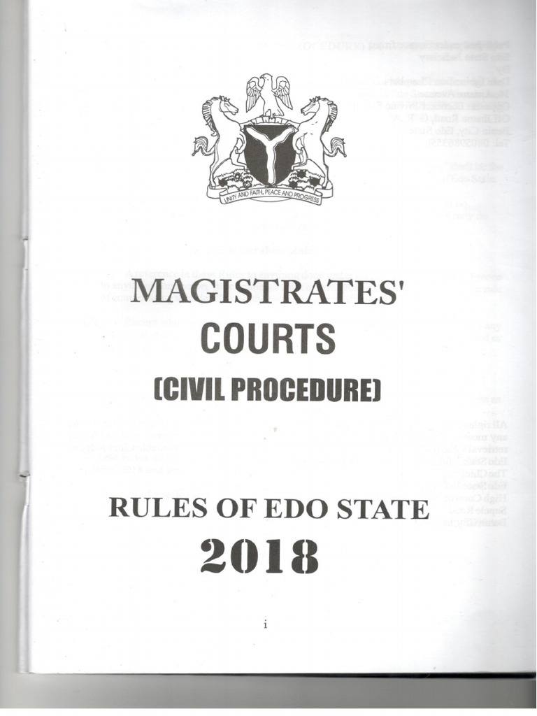 Edo State Magistrates Courts Civil Procedure Rules 2018 | PDF