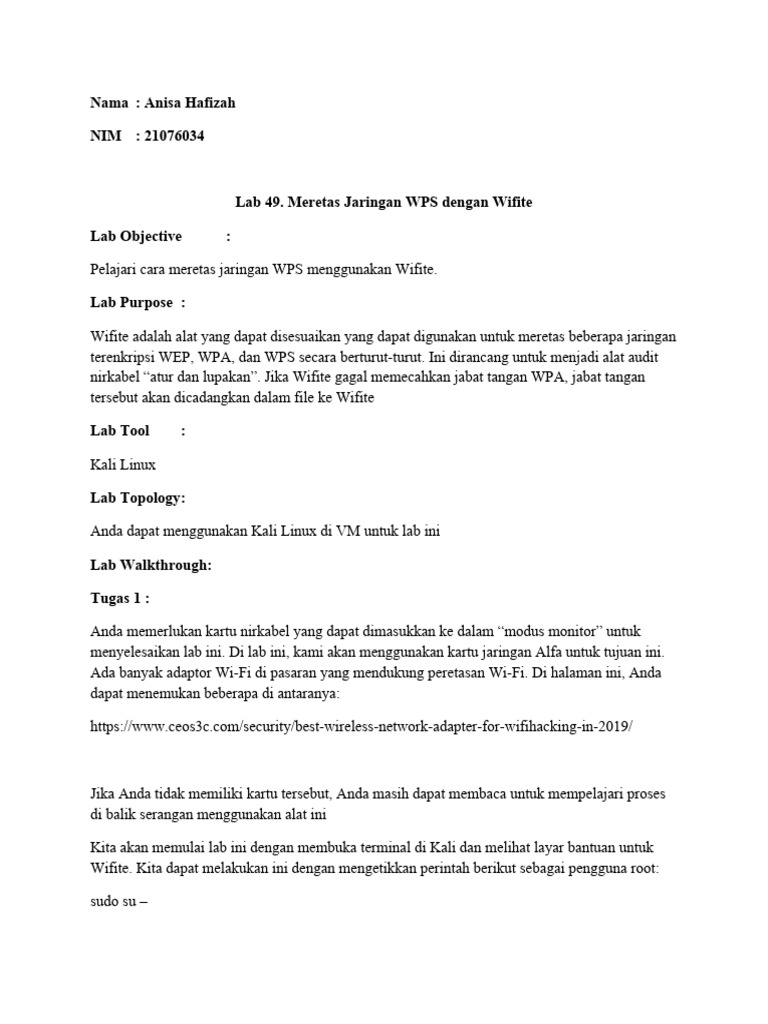 Meretas WPS dengan Wifite: Panduan Lengkap | PDF