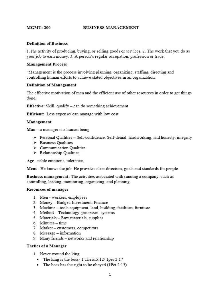 Business Management Essentials Guide | PDF | Leadership | Performance ...