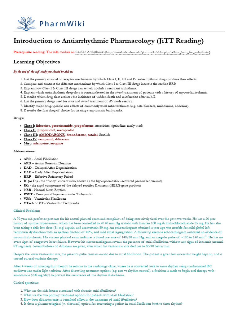 Antiaritmice Introducere | PDF | Internal Medicine | Cardiology