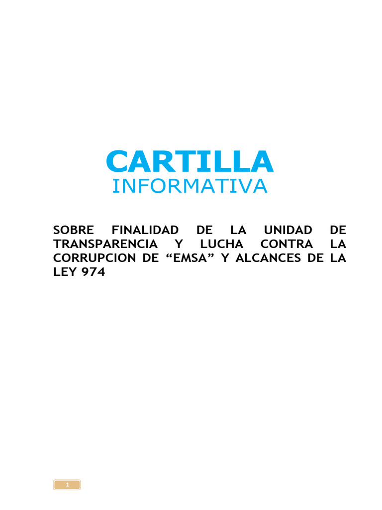 Cartilla Oficial Alcances de La Ley 974 | PDF | Corrupción política ...
