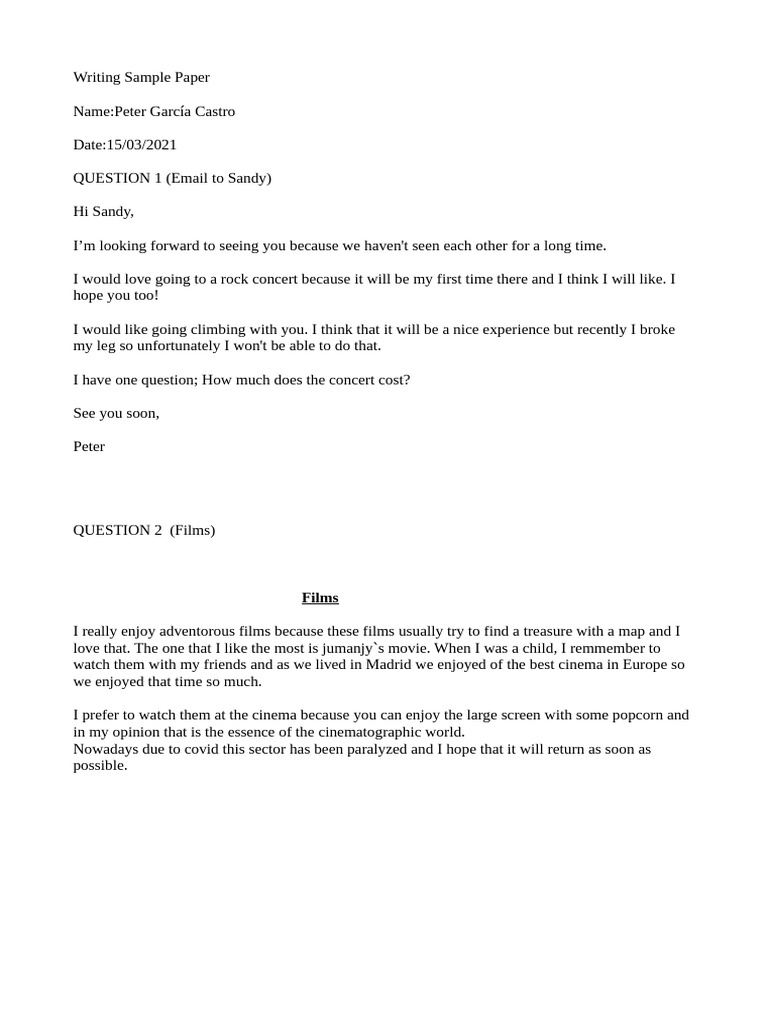 Writing Sample Paper Peter | PDF