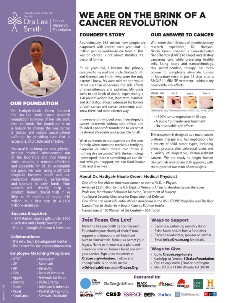Ora Lee Foundation | PDF | Cancer | Therapy