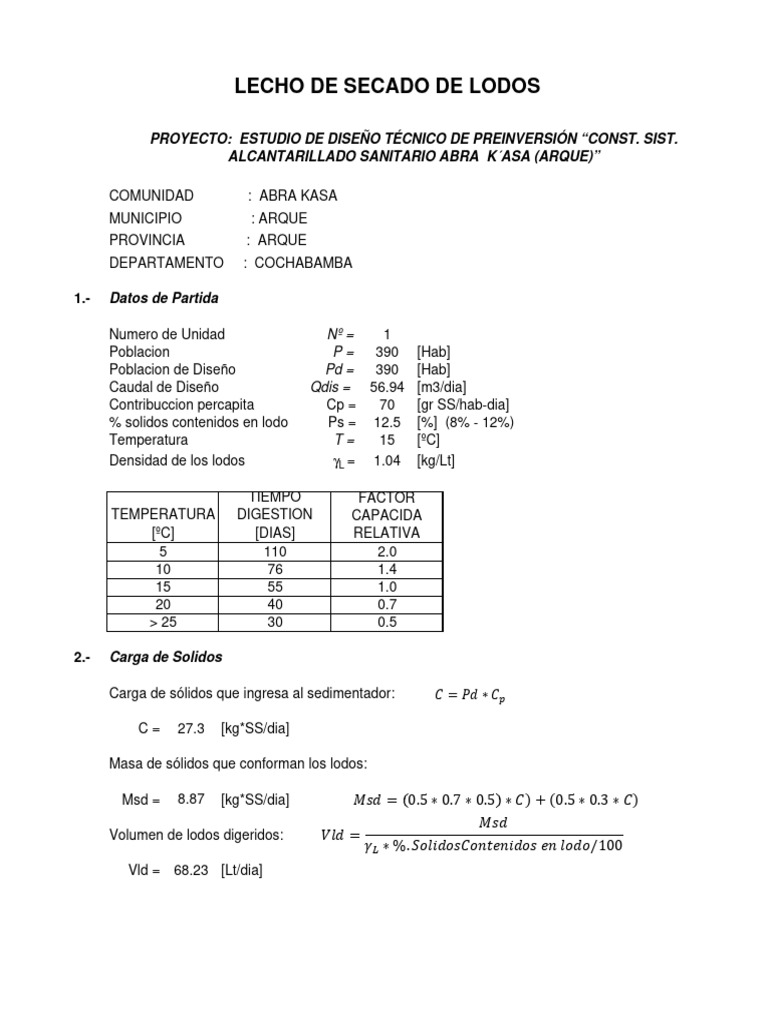 Lecho de Secado de Lodos | PDF