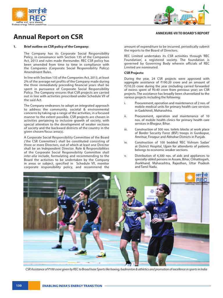 17 Annual Report On CSR FY 2022 23 | PDF | Corporate Social ...