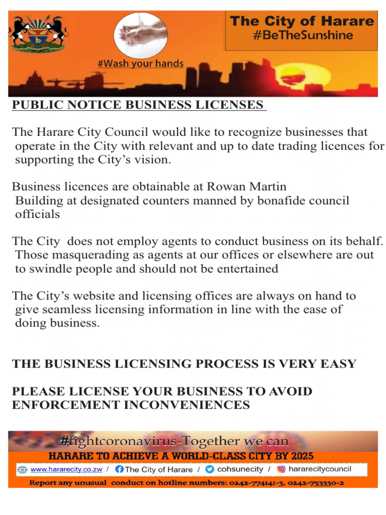 Harare Business License Public Notice | PDF