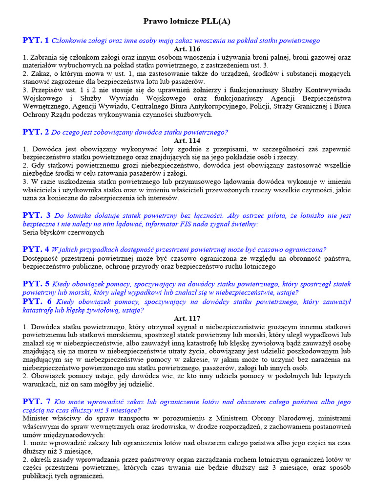 Prawo Lotnicze PLL (A) | PDF