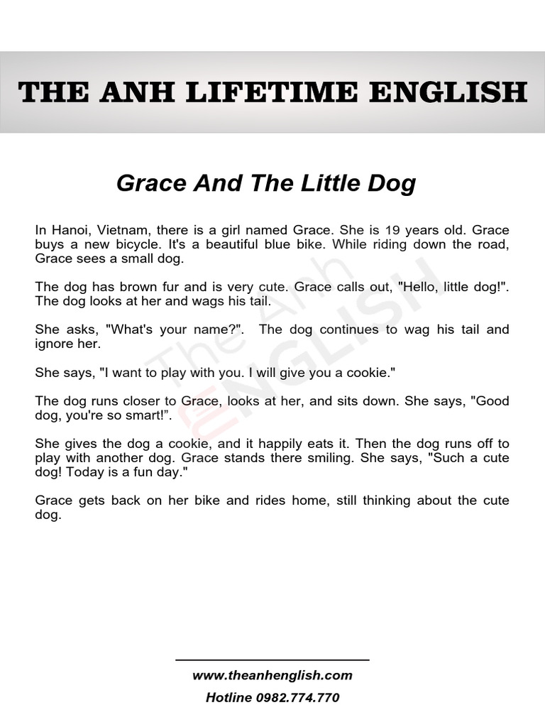 Grace's Encounter with a Cute Dog | PDF | Cooking, Food & Wine
