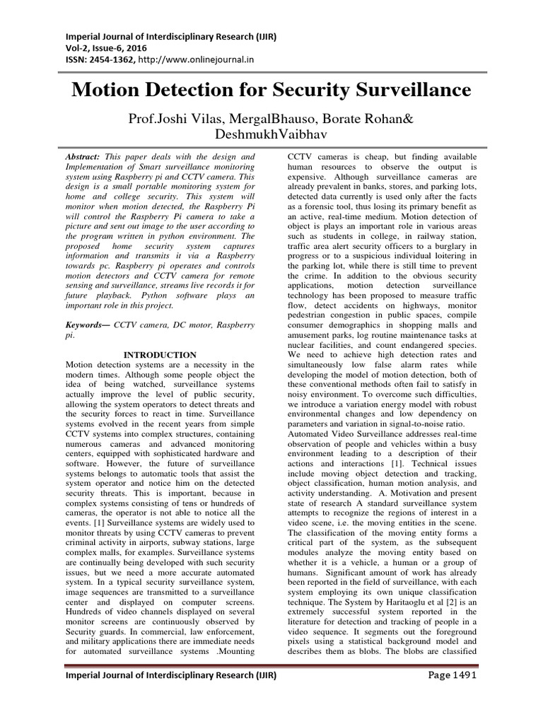 Motion Detection For Surveillance | PDF | Raspberry Pi | Power Supply