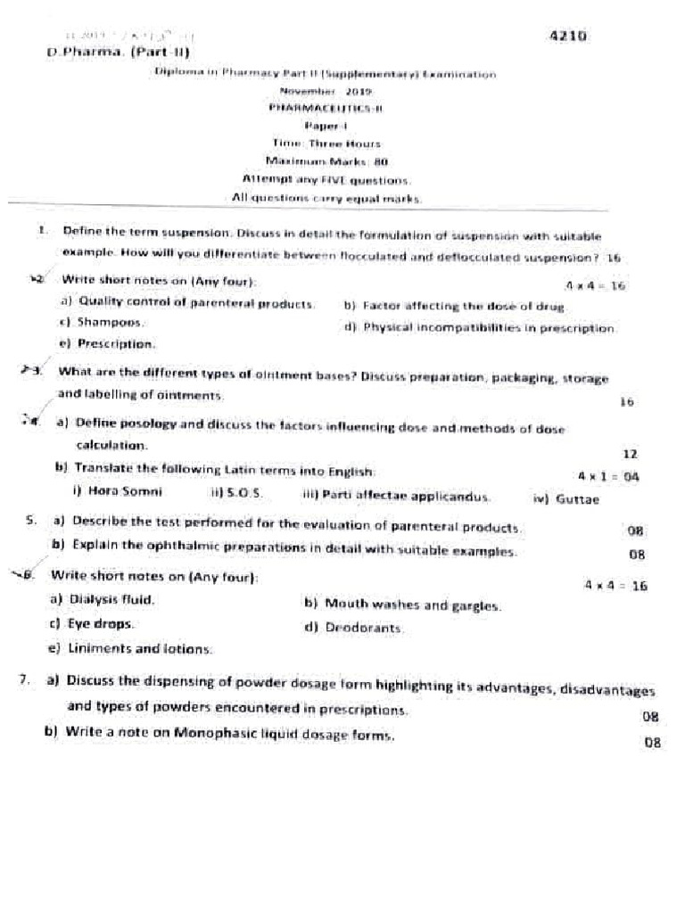 D. Pharma 2nd Year Exam Question Papers | PDF | Pharmacy | Pharmacology