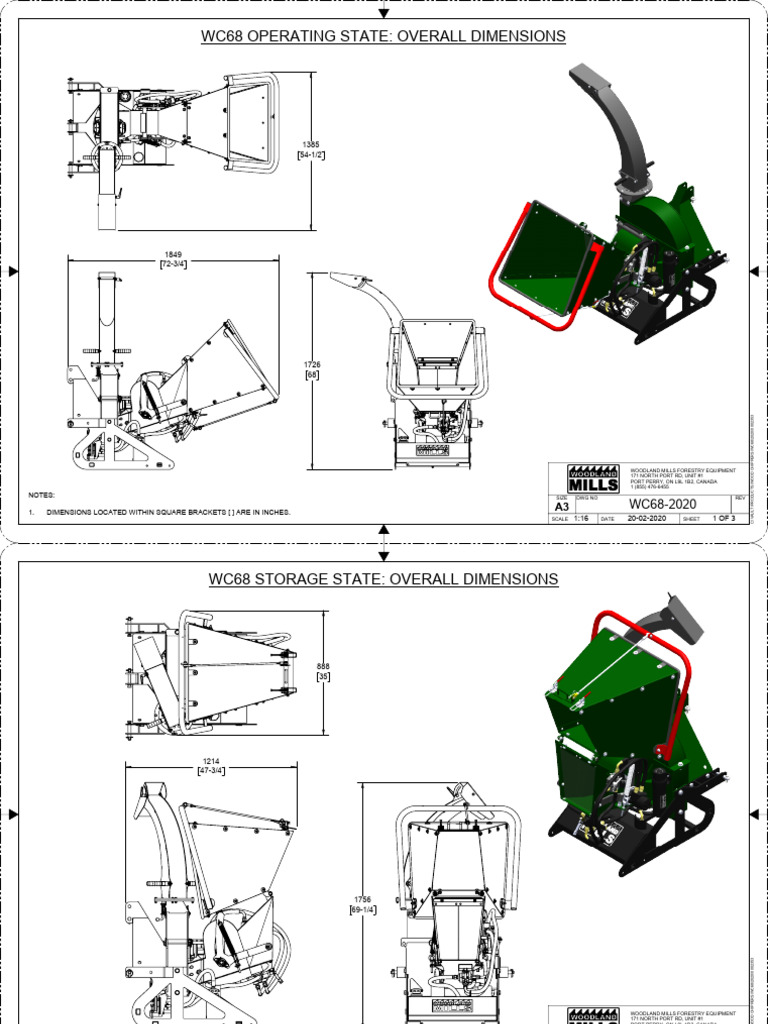 WC68 Woodchipper Drawings and Dimensions | PDF | Farming Tools | Wood