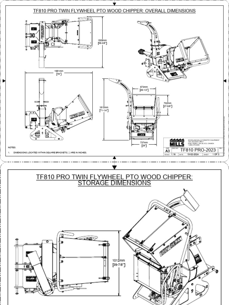 TF810 Pro Wood Chipper Dimensions | PDF | Farming Tools | Machines