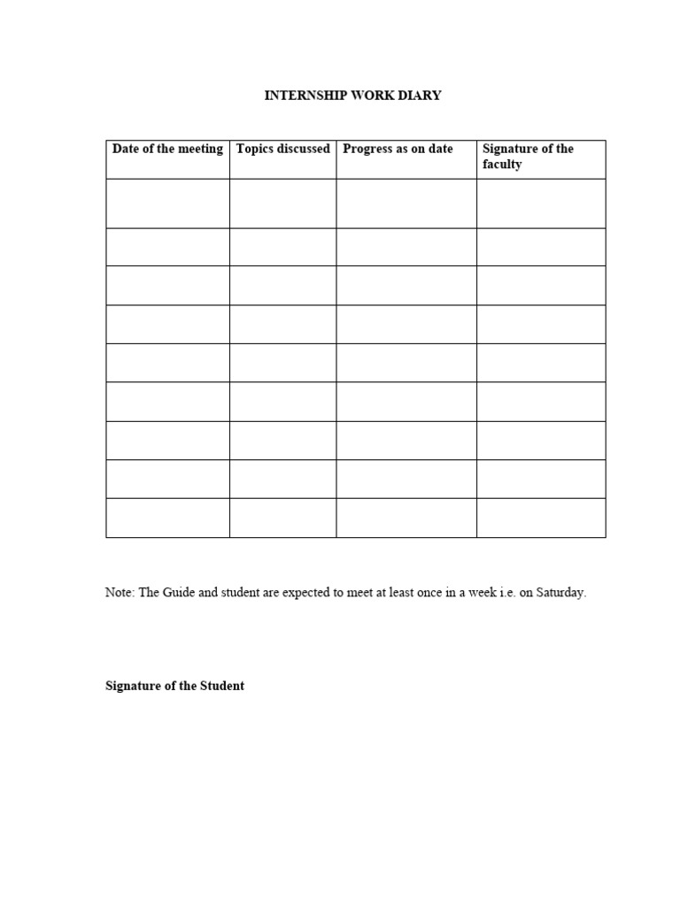 Internship Work Diary | PDF