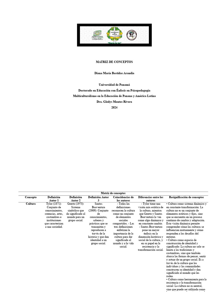 Matriz de Conceptos | PDF | Interculturalidad | Multiculturalismo