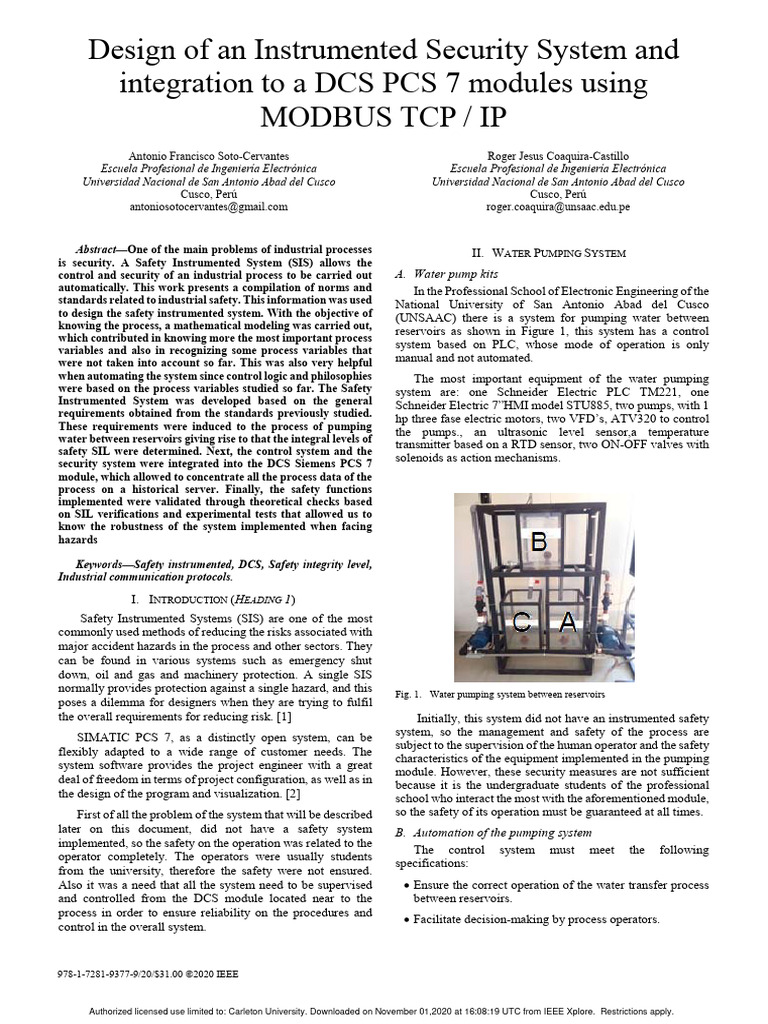 Safety Control System TXS in Nuclear Power Plant Integration To A Dcs Pcs 7 Modules Using Modbus ...