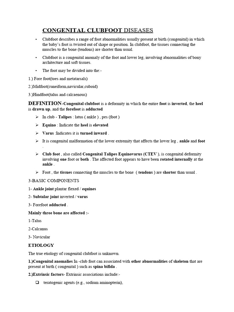 Congenital Clubfoot Diseases | PDF | Foot | Ankle
