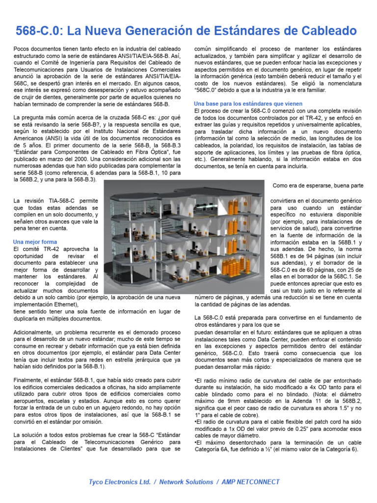 Estándares ANSI/TIA/EIA-568-C: Guía Completa | PDF | Fibra óptica ...