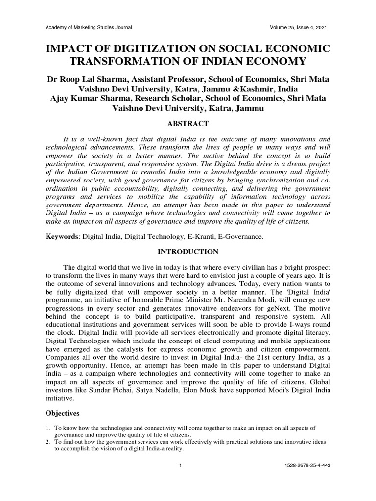Impact of Digitization On Social Economic 1528 2678 25-4-443 | PDF | Economic Growth | Gross ...