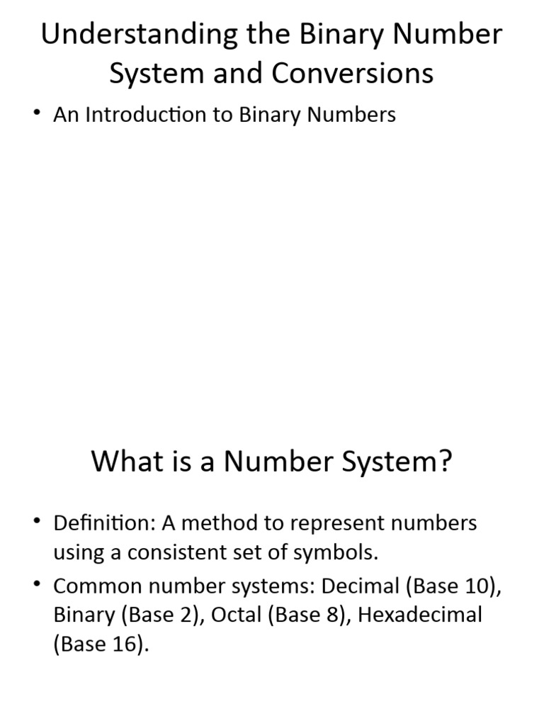 Binary Number System and Conversions | PDF | Teaching Methods & Materials Binary Number System and Conversions | PDF | Teaching Methods & Materials