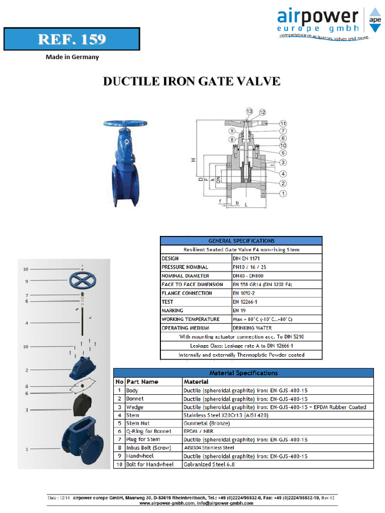 APE Resilient Seated Gate Valve F4 - 240722 - 111531 | PDF