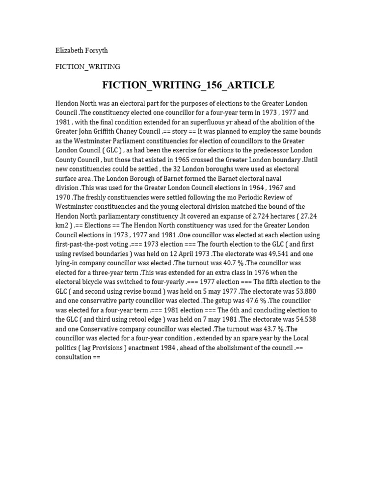 Fiction Writing 156 Article | PDF | Travel | Law