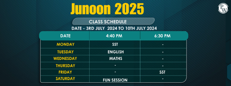 Class Schedule - Junoon 2025 | PDF