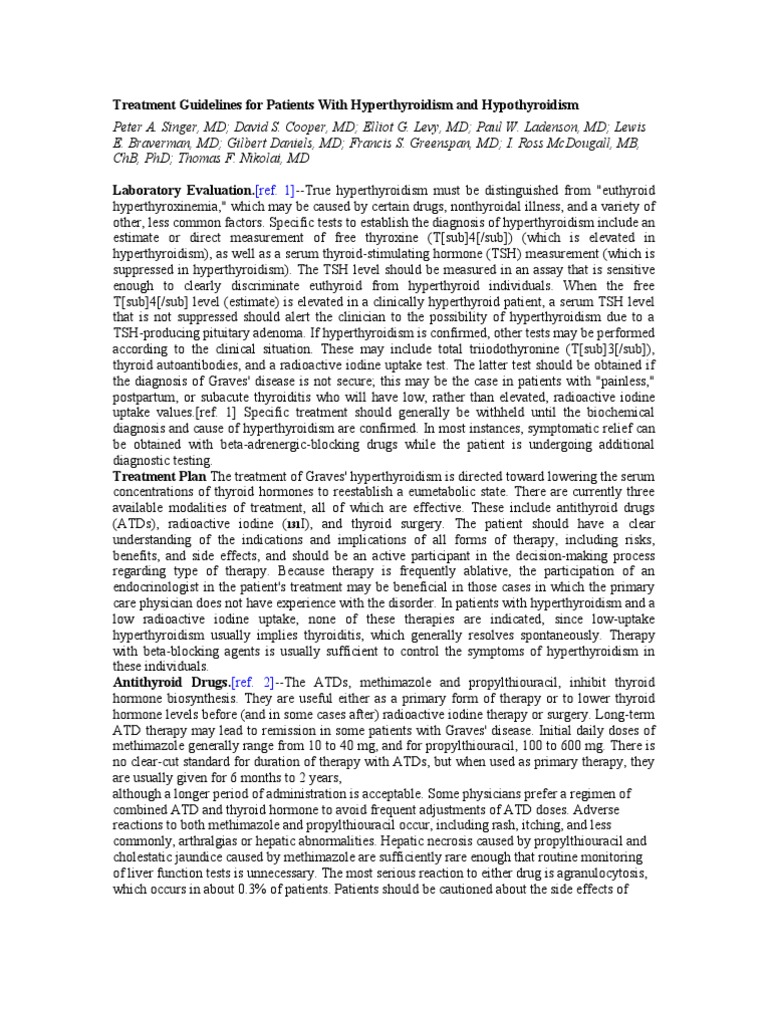 Treatment and Guidelines Patient Hyperthyroid | PDF | Hyperthyroidism ...