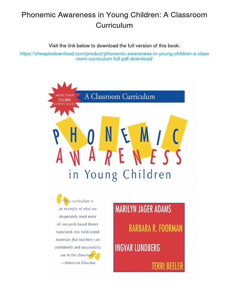 Phonemic Awareness in Young Children: A Classroom Curriculum. ISBN ...