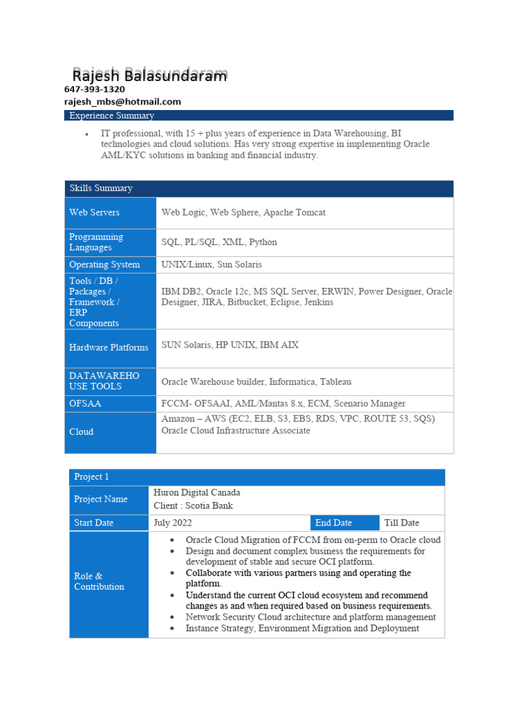 Rajesh Balasundara | PDF | Cloud Computing | Oracle Corporation