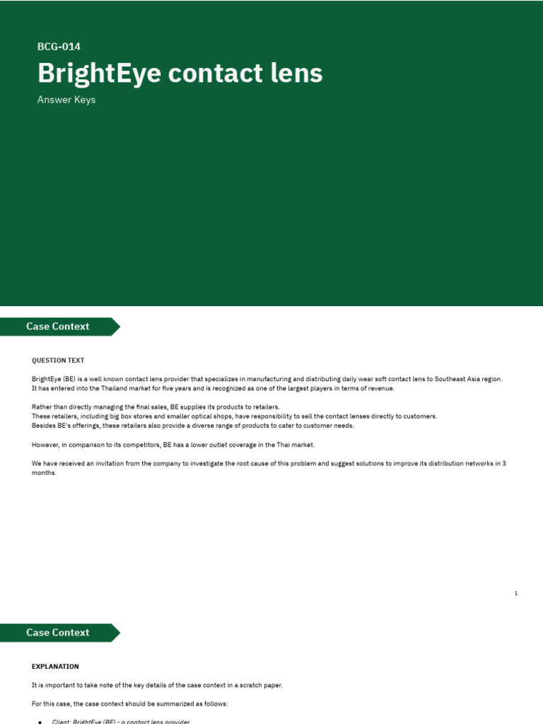 BrightEye Contact Lens Distribution Analysis | PDF | Retail | Contact Lens