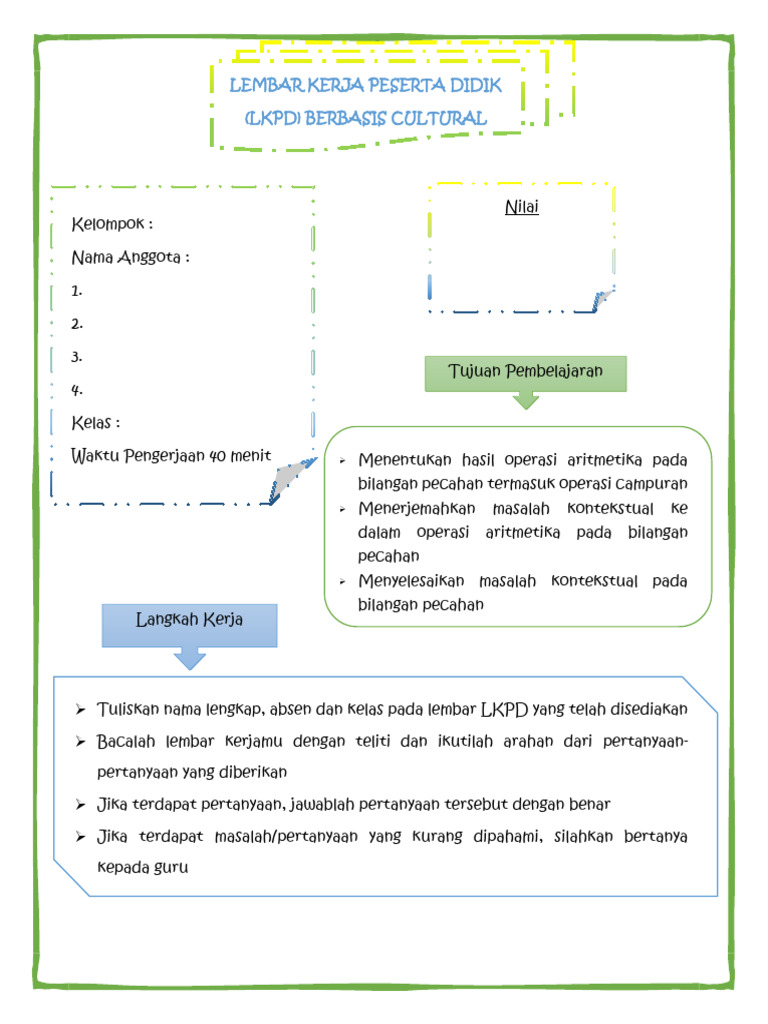 LKPD CRT Operasi Bilangan Pecahan | PDF | Griya & Taman