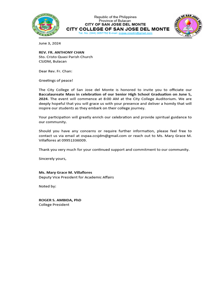 Letter Parish Bacc Mass | PDF | Social Science | Wellness